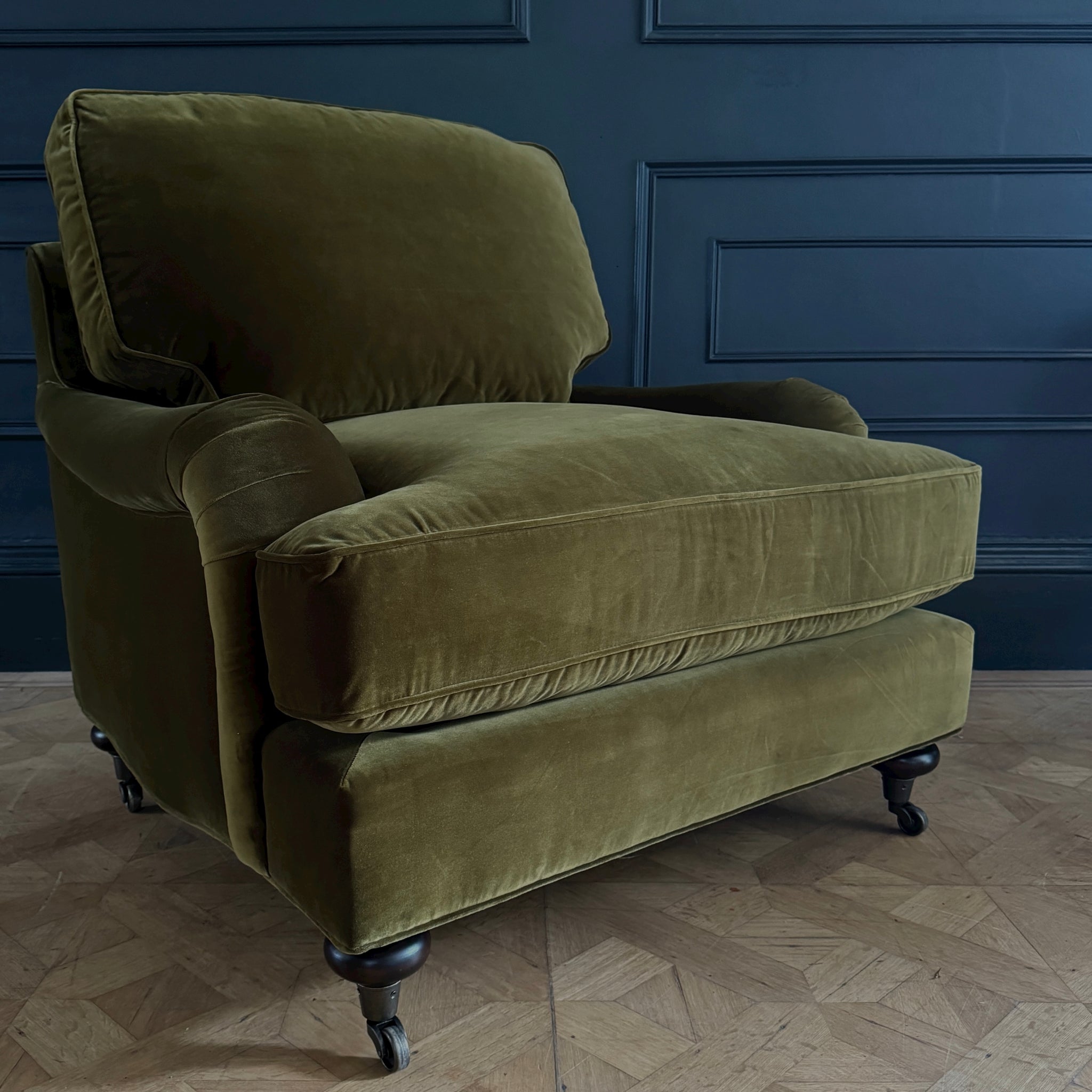 Moss green velvet armchair store